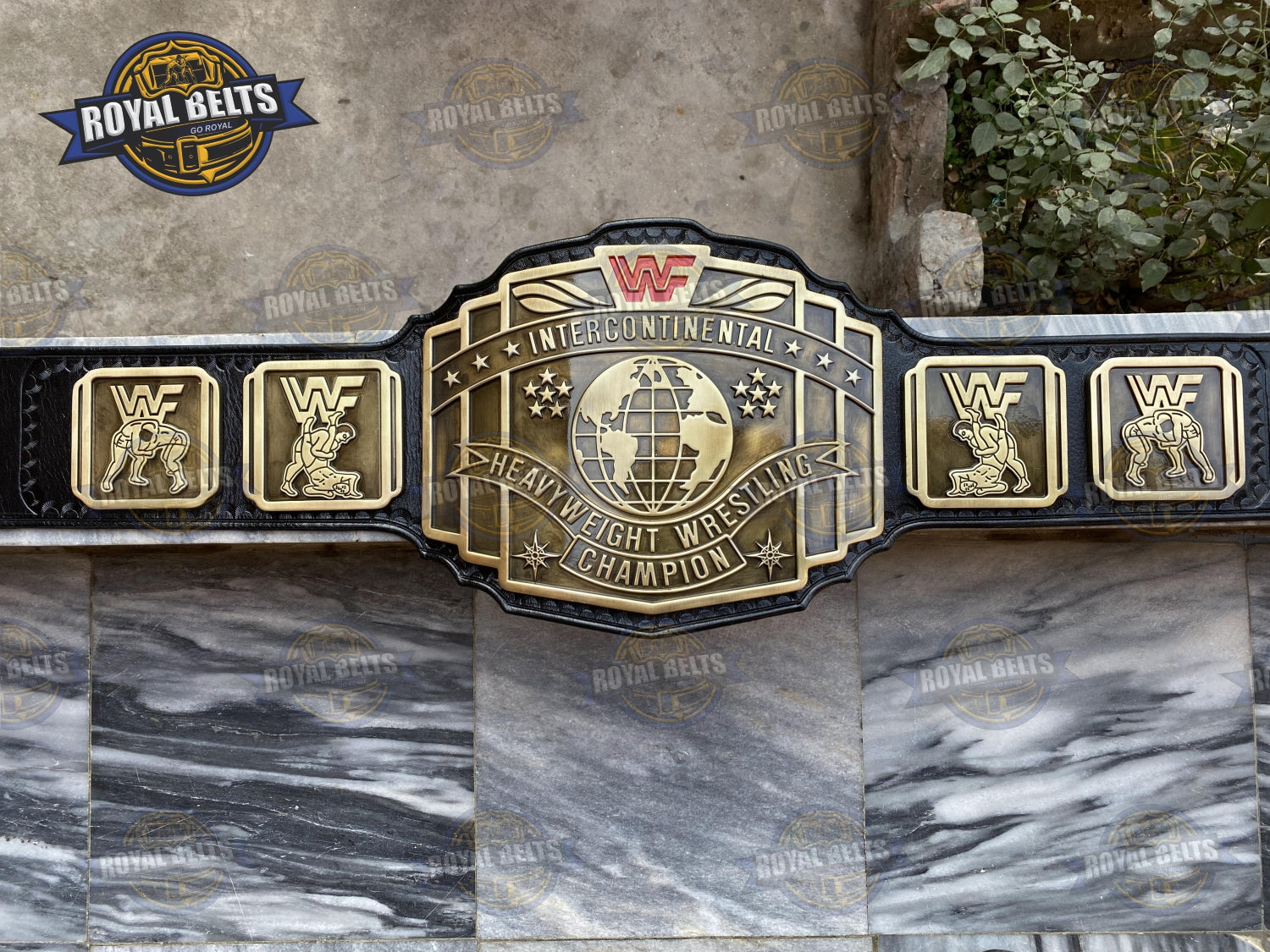WWF Intercontinental Red Logo HD CNC Antique Plated Championship Title ...